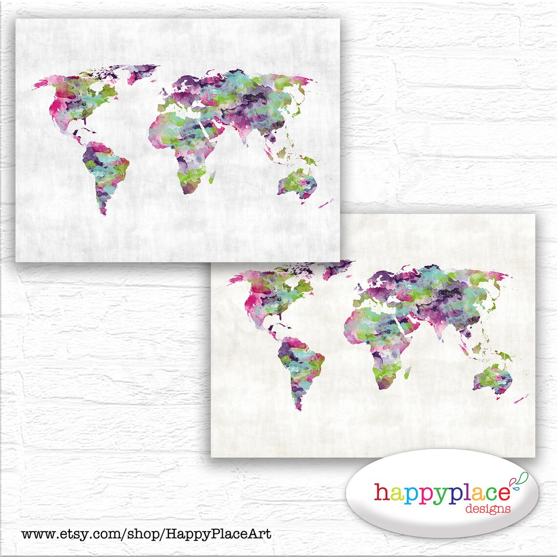 Funky World Map Pink and Purple World Map. Bright Color World - Etsy