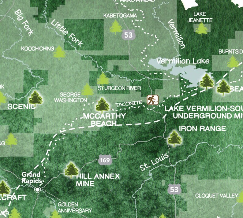 Minnesota Trails and State Parks Map, MN Hiking Map, State Park ...