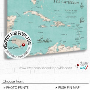 Personalized Push Pin Map of Caribbean With Frame or Ready to Hang ...