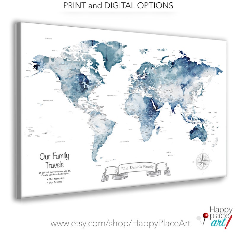 Grayscale World Map - Etsy