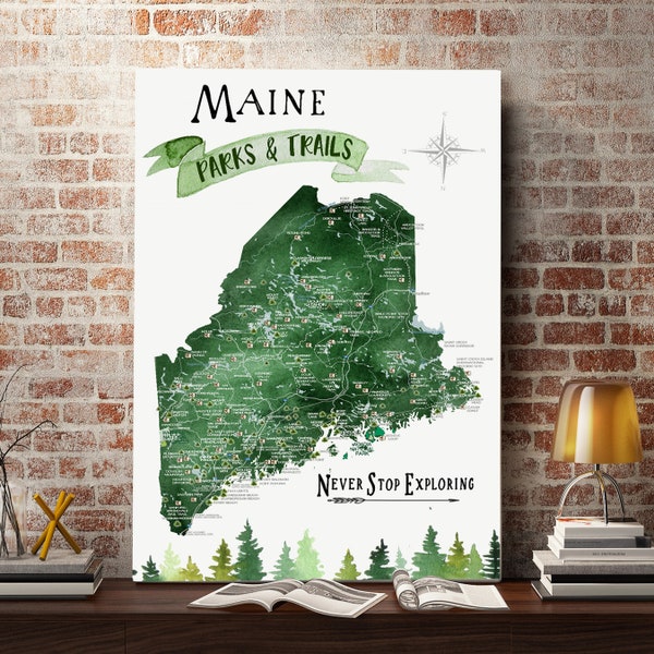 Maine Map Art - Etsy