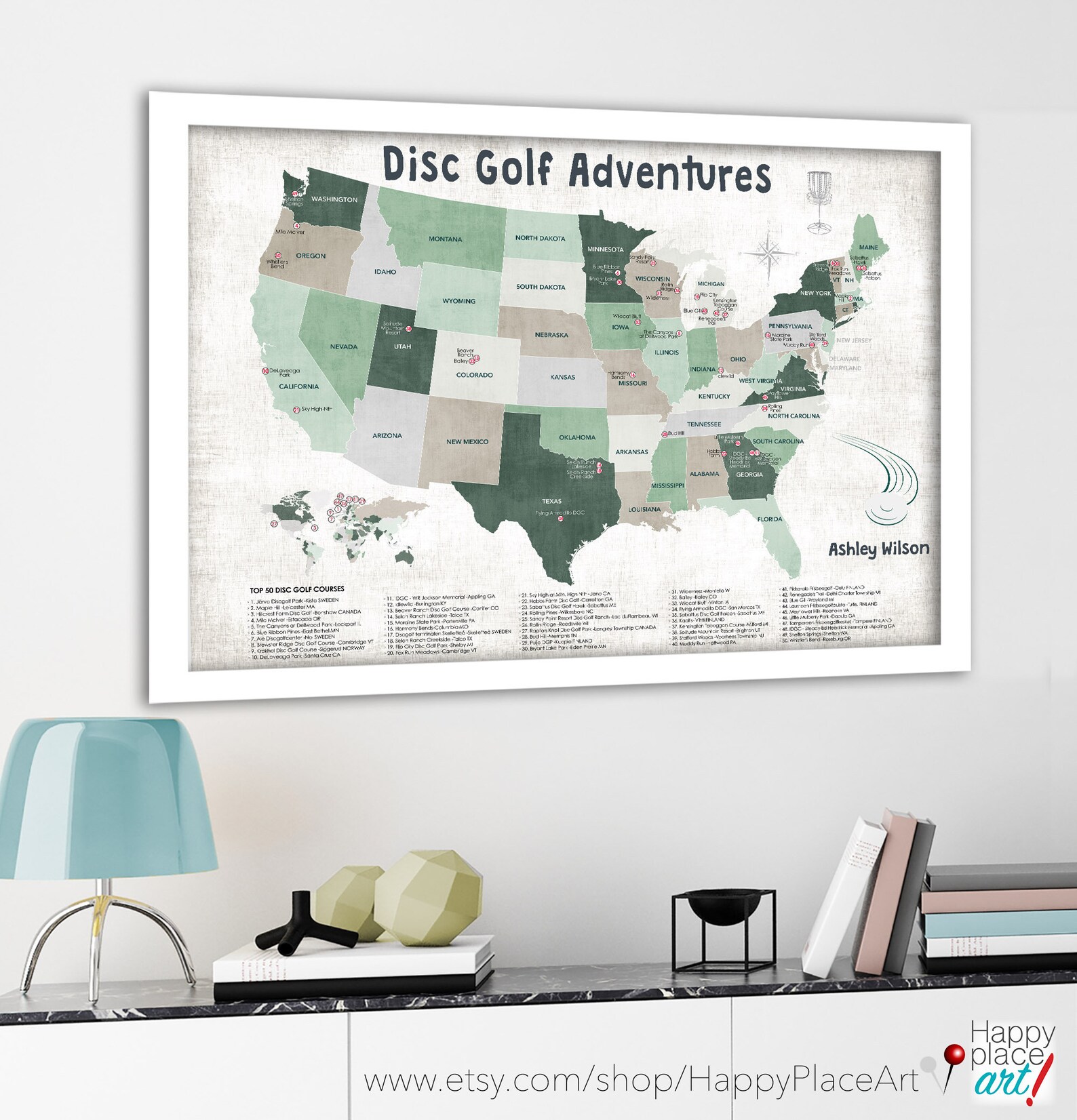 Map of Disc Golf Course Locations in USA Disc Golfer Gift - Etsy
