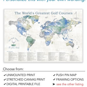 Top Golf Courses World Map. Push Pin Golf Quest Map, Mark Golfing ...