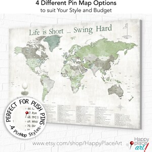 Push Pin Map of World Top 100 Golf Courses, Anniversary Gift for Wife ...