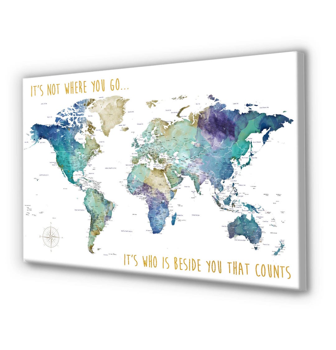 World Map for Wedding Couple Gift, Romantic Travel Map, Anniversary ...
