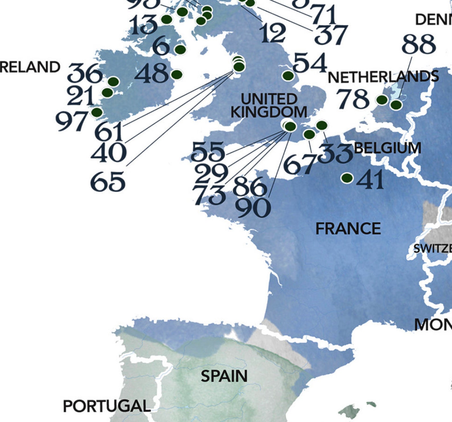 Top Golf Courses World Map. Push Pin Golf Quest Map Mark - Etsy