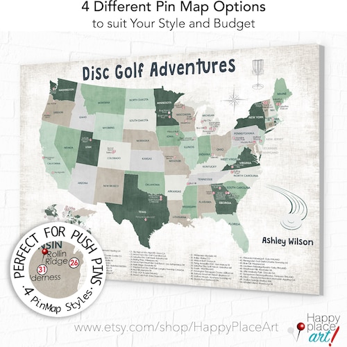 Map of Disc Golf Course Locations in USA Disc Golfer Gift - Etsy