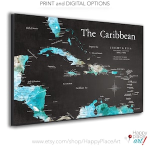 Caribbean Push Pin Map, Track Island Adventures and Cruises Around the ...