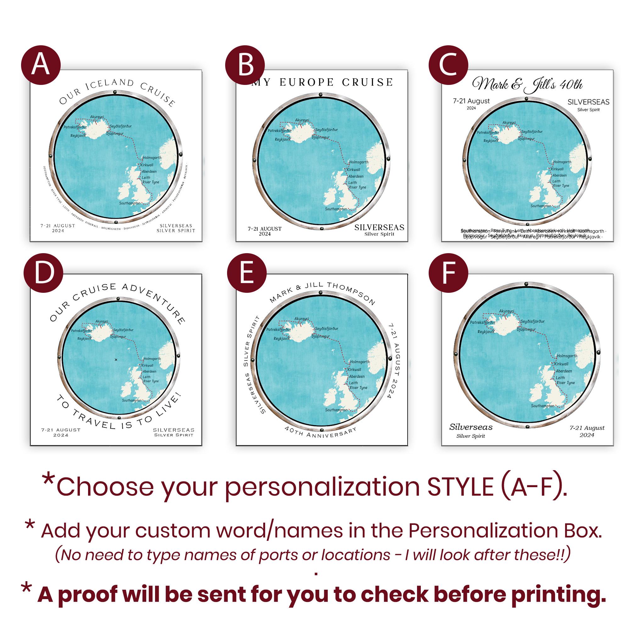 Any Cruise Ship Route Map, Custom Cruise Map, Personalized Wall Art ...