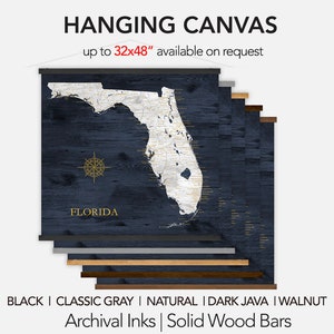 Florida Map, Push Pin Map, Detailed FL State, Canvas Map of Florida ...