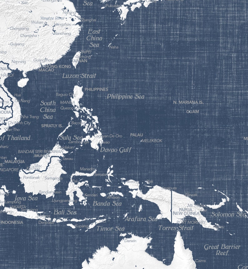 World Map Muted Tones Large World Map Map With Cities City | Etsy