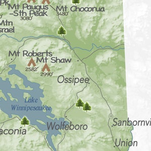 52 With a View, New Hampshire Map, Personalized NH Gift for Hiker ...