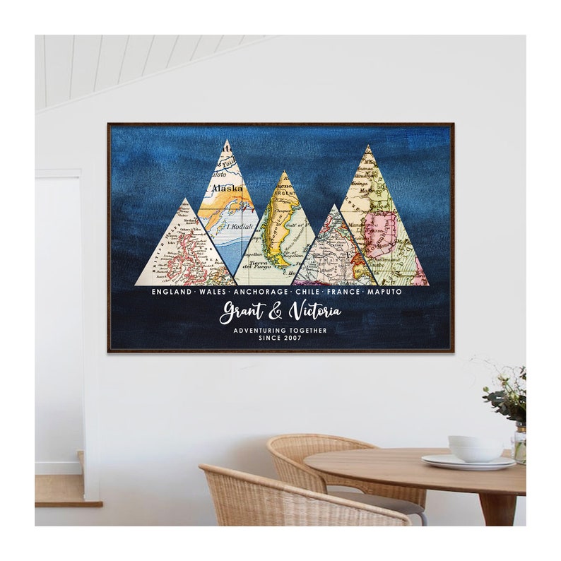 Customized Travel Map Print Gift up to 10 Locations | Etsy