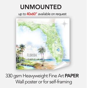 Push Pin Map of Florida Map FL State Map With Cities, Canvas Wall Art ...