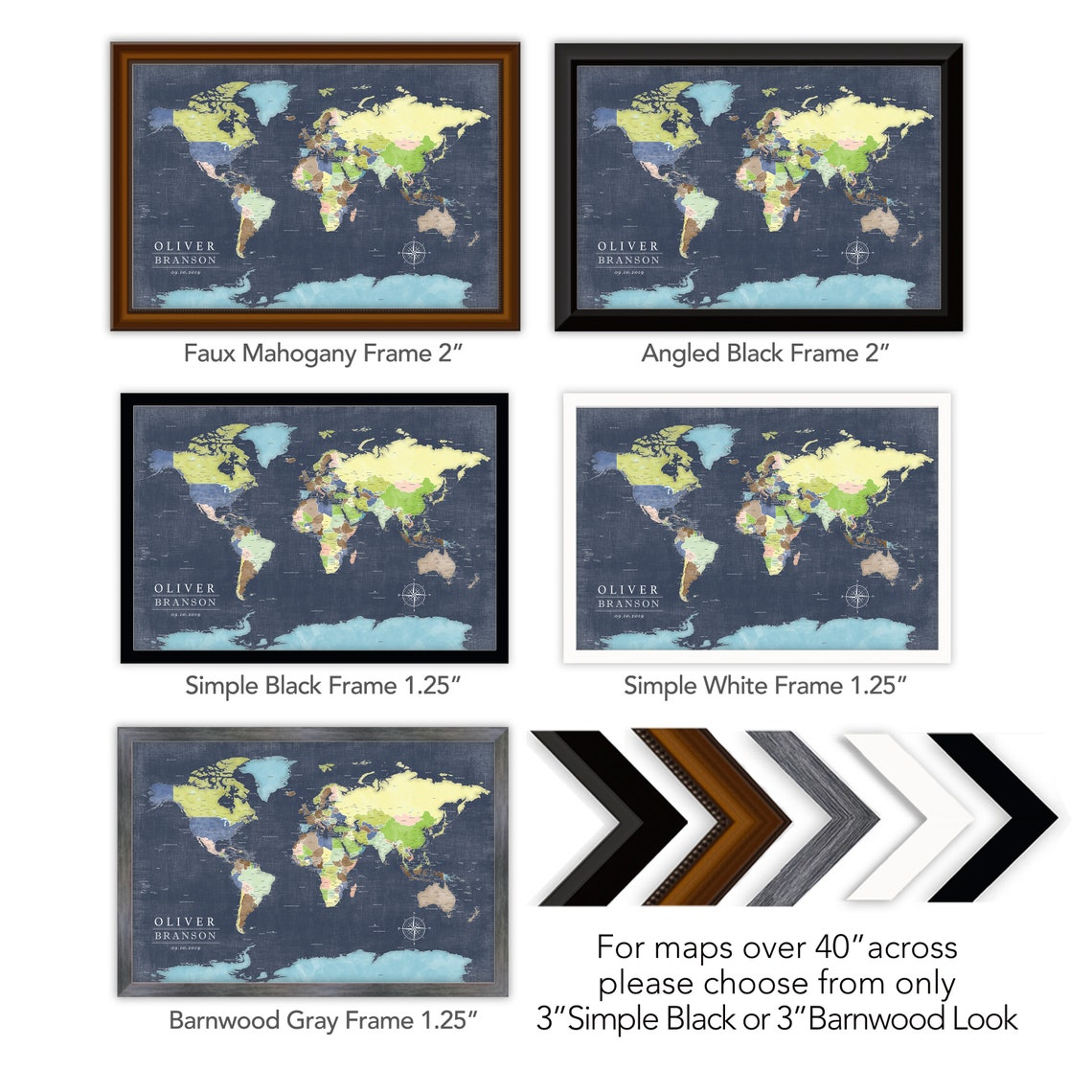 Boys Bedroom Wall Art, Canvas, Poster or Push Pin World Map, Adventure ...