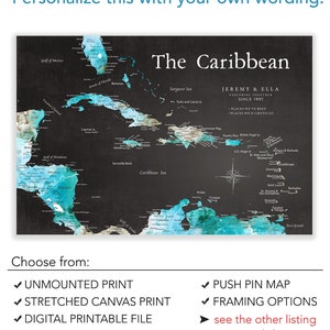 Caribbean Push Pin Map, Track Island Adventures and Cruises Around the ...