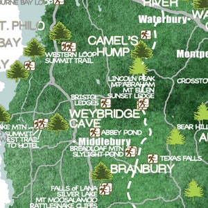 Vermont Hiking Trails & State Parks of VT, Personalized Vermont Map ...