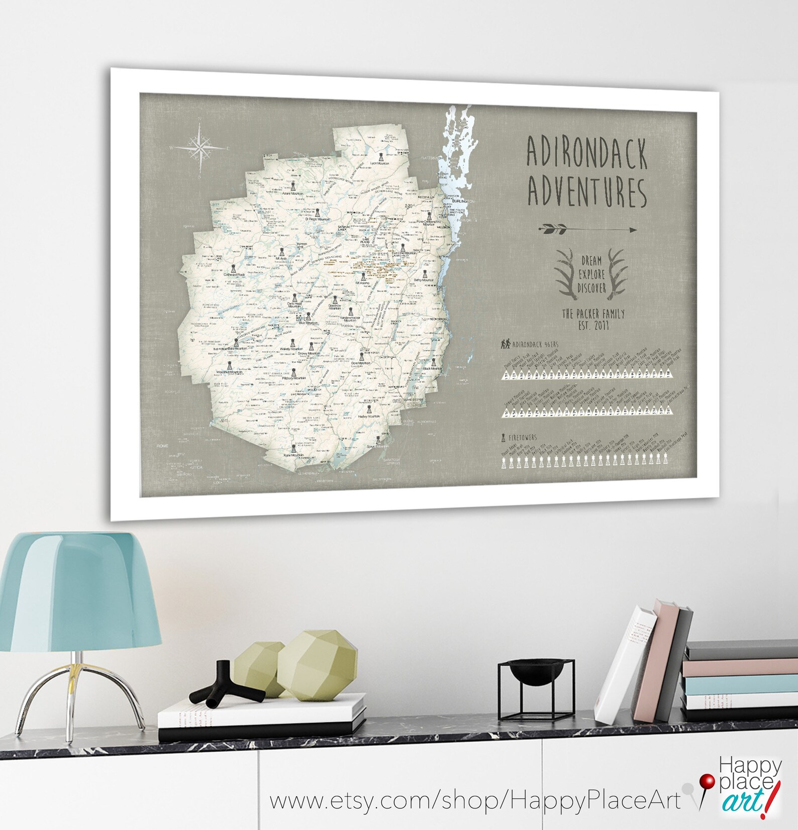 Hike the 46 Peaks & Pin Your Progress on a Push Pin Map Adirondack ...