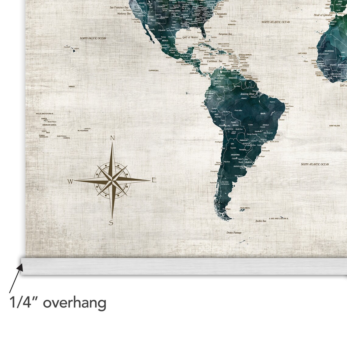 Large World Map with Cities Home Schooling Canvas Wall Map | Etsy