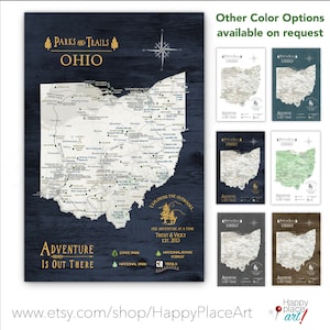 Push Pin Map of State of Ohio Map, Personalized Map With Ohio State ...