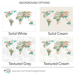 Very Large World Map, Custom World Map, Large Printable Watercolor ...