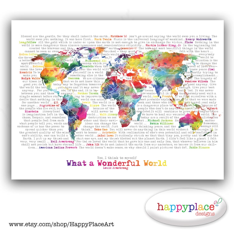 Wonderful World Map Poster Art, Artistic World Map. Watercolor World ...