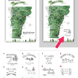Vermont Hiking Trails & State Parks of VT, Personalized Vermont Map ...