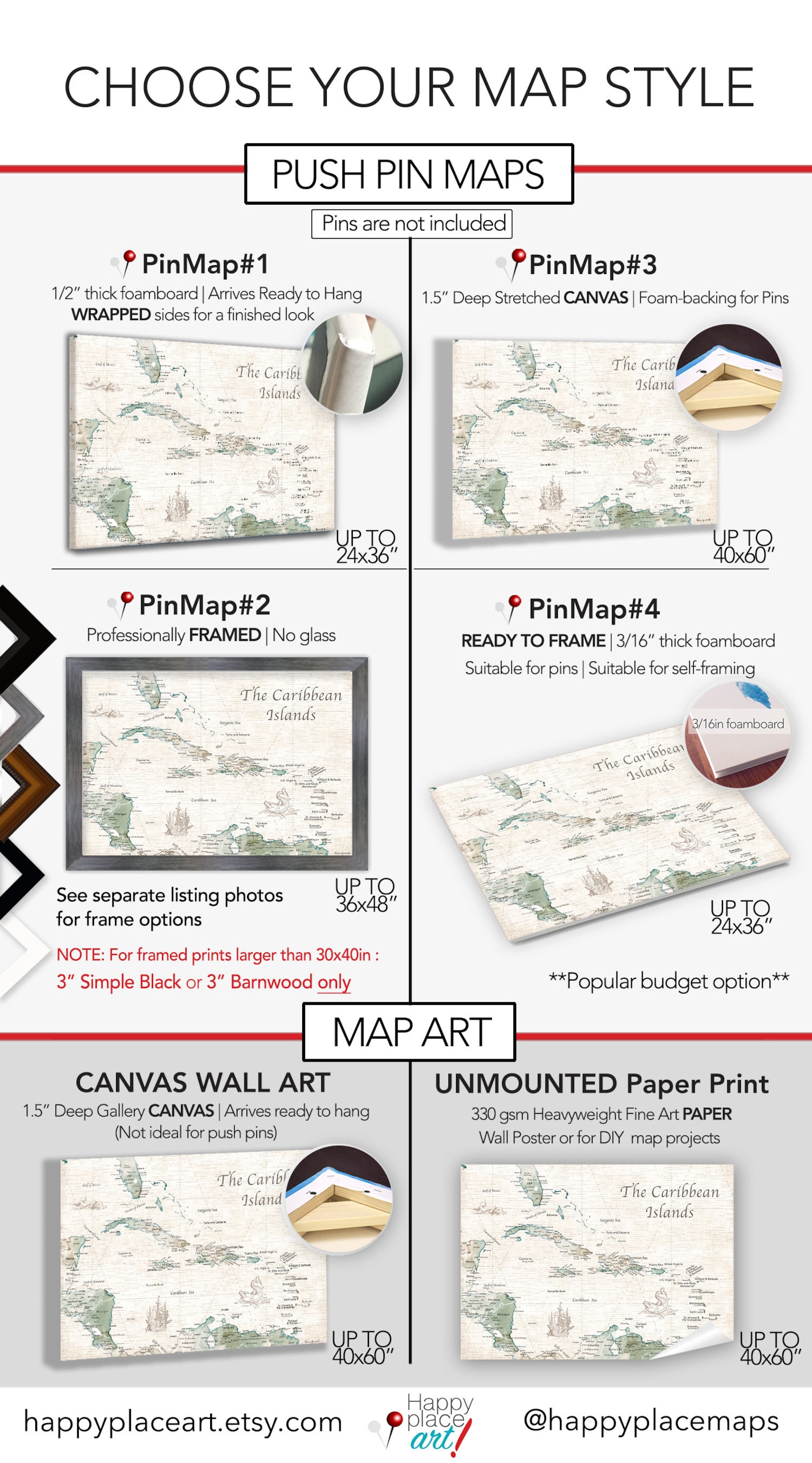 Vintage Push Pin Map of Caribbean With Modern Details Island | Etsy