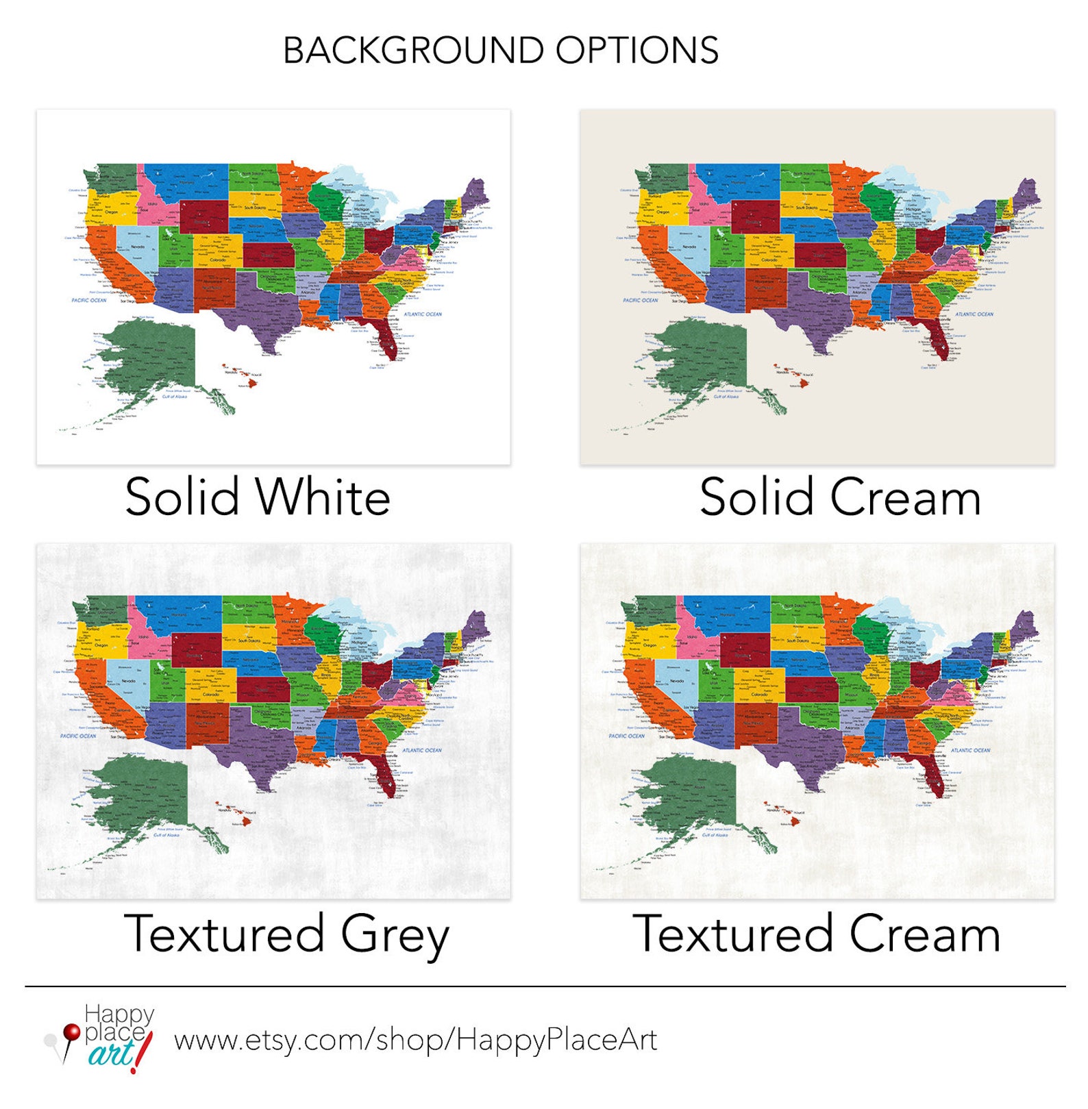 Set of 2 Map Prints Bright Primary colors Homeschool Maps | Etsy