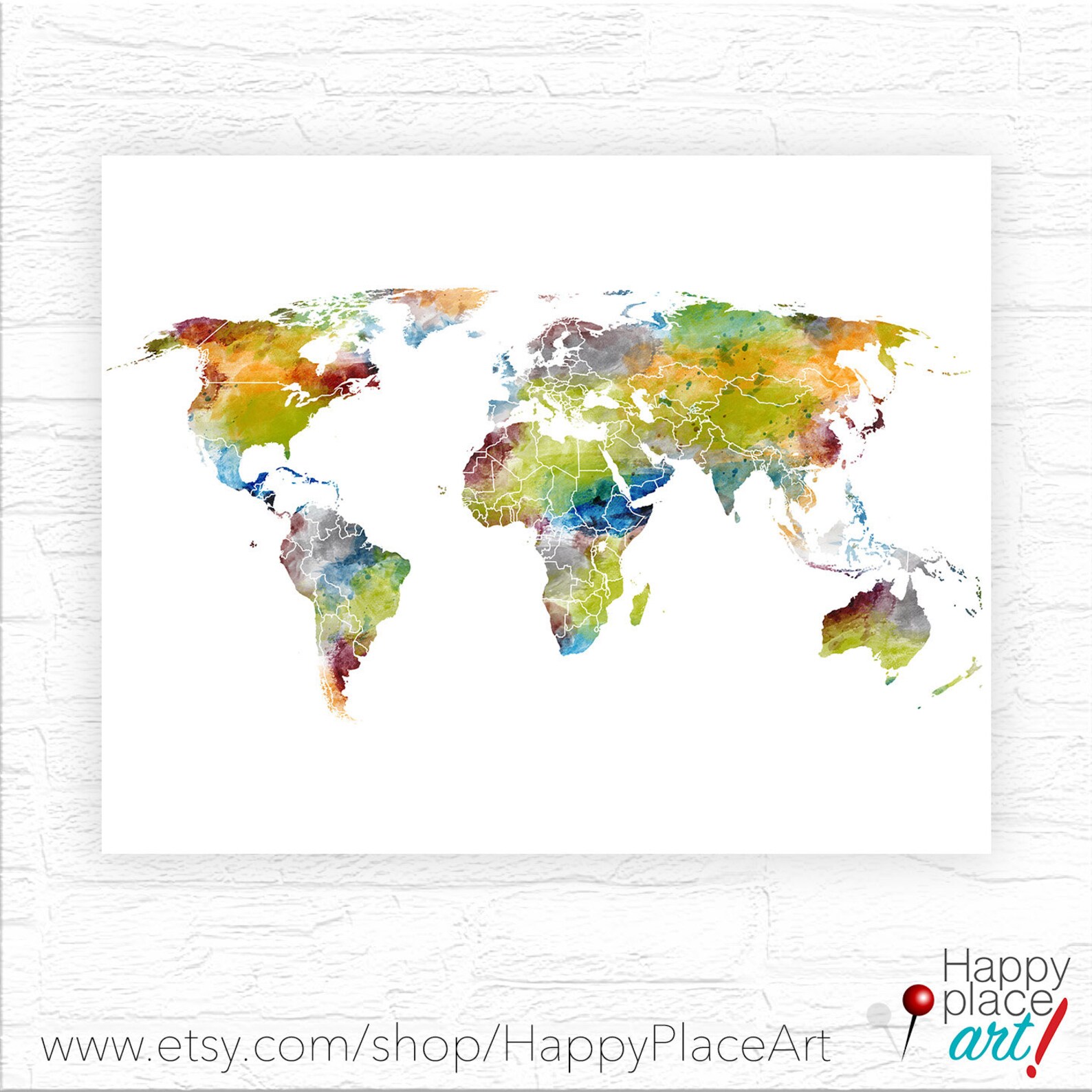 Custom Watercolor Travel map Wedding signature map | Etsy