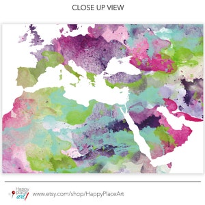 Funky World Map, Pink and Purple World Map. Bright Color World Map ...