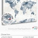 Muted Blue Gray World Map With Cities, Large Watercolor Map in Denim ...