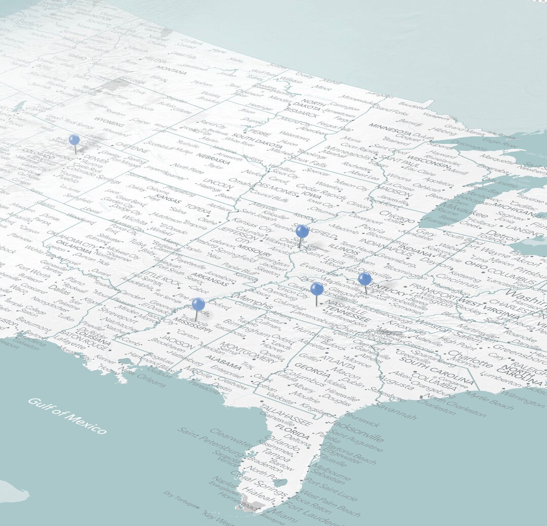 Push Pin Map of the USA, Large Size for Pinning Travels. Personalized ...