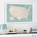 Modern USA Map With Vintage Look, Detailed USA Cities for Push Pin Map ...