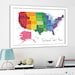 Bright Rainbow Color United States Map, US Map Canvas, Family Travel ...