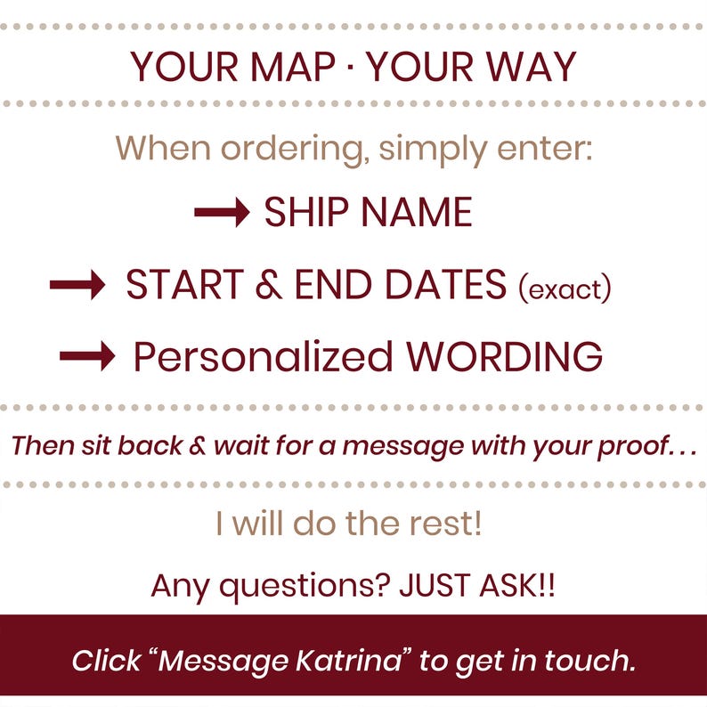 Any Cruise Ship Route Map, Custom Cruise Map, Personalized Wall Art ...