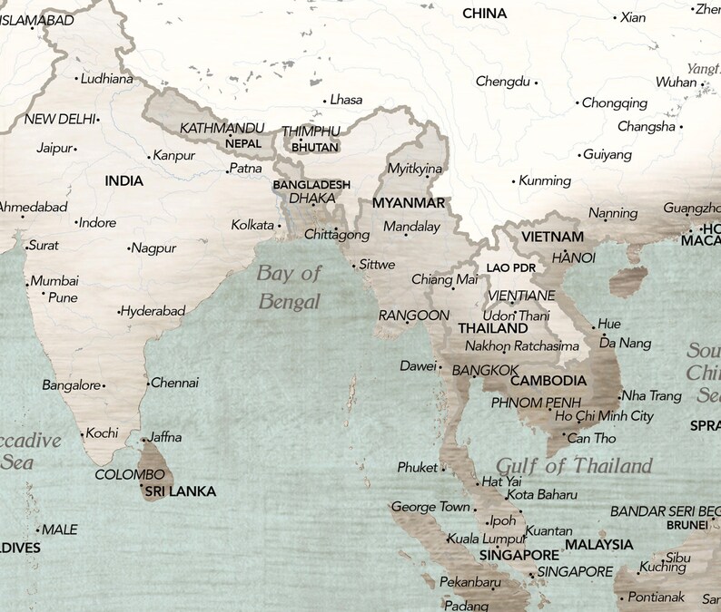 Vintage Style Modern Map USA States on World Map Distressed | Etsy