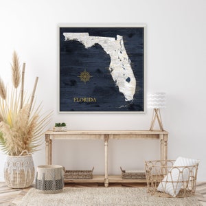 Florida Map, Push Pin Map, Detailed FL State, Canvas Map of Florida ...
