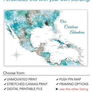 Personalized Caribbean Map of Travels, Island Adventures or Cruise Map ...