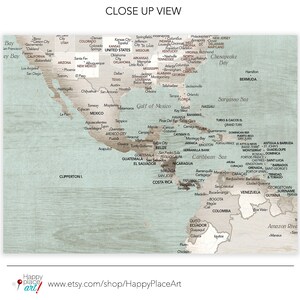 Vintage Style Modern Map, USA States on World Map, Distressed Mint ...