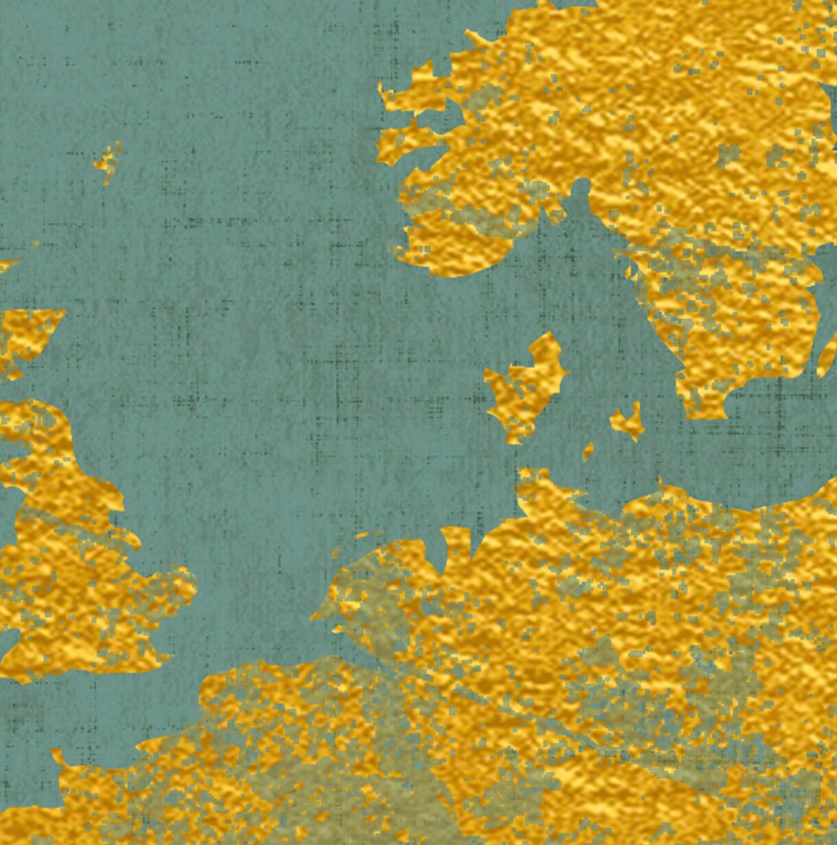 Large Gold World Map Gold Foil Style Dark Green Dorm Study | Etsy