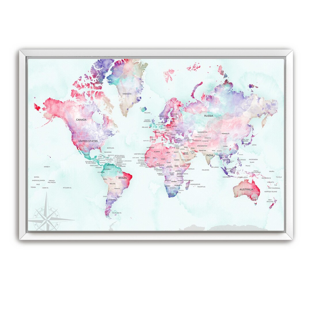 Pretty Map of the World, Push Pin Travel Map, Personalized Gift for ...