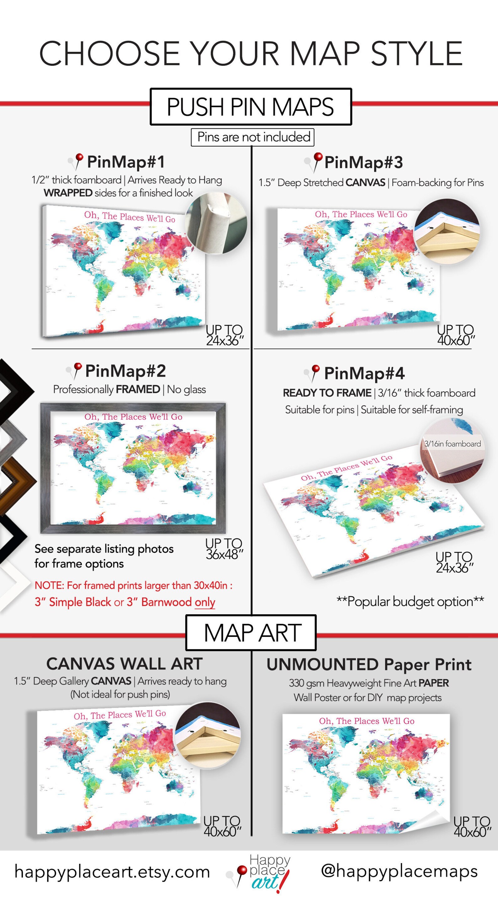 Pretty World Map Pink and Blue Large Colorful Wall Art | Etsy