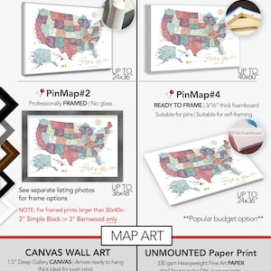 USA Travel Map for Push Pins, Detailed United States Map With Main ...