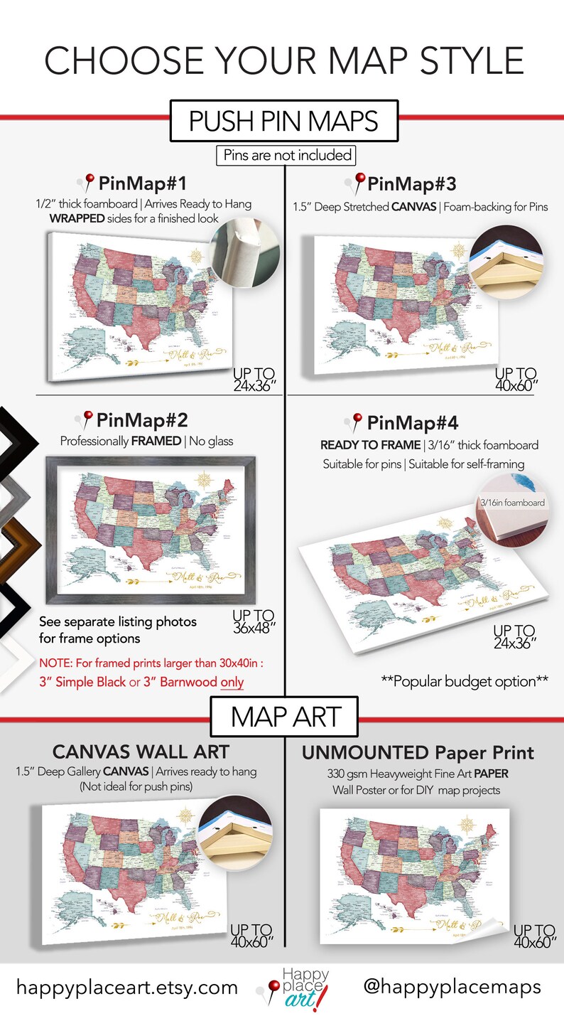 USA Travel Map for Push Pins Detailed United States Map With - Etsy