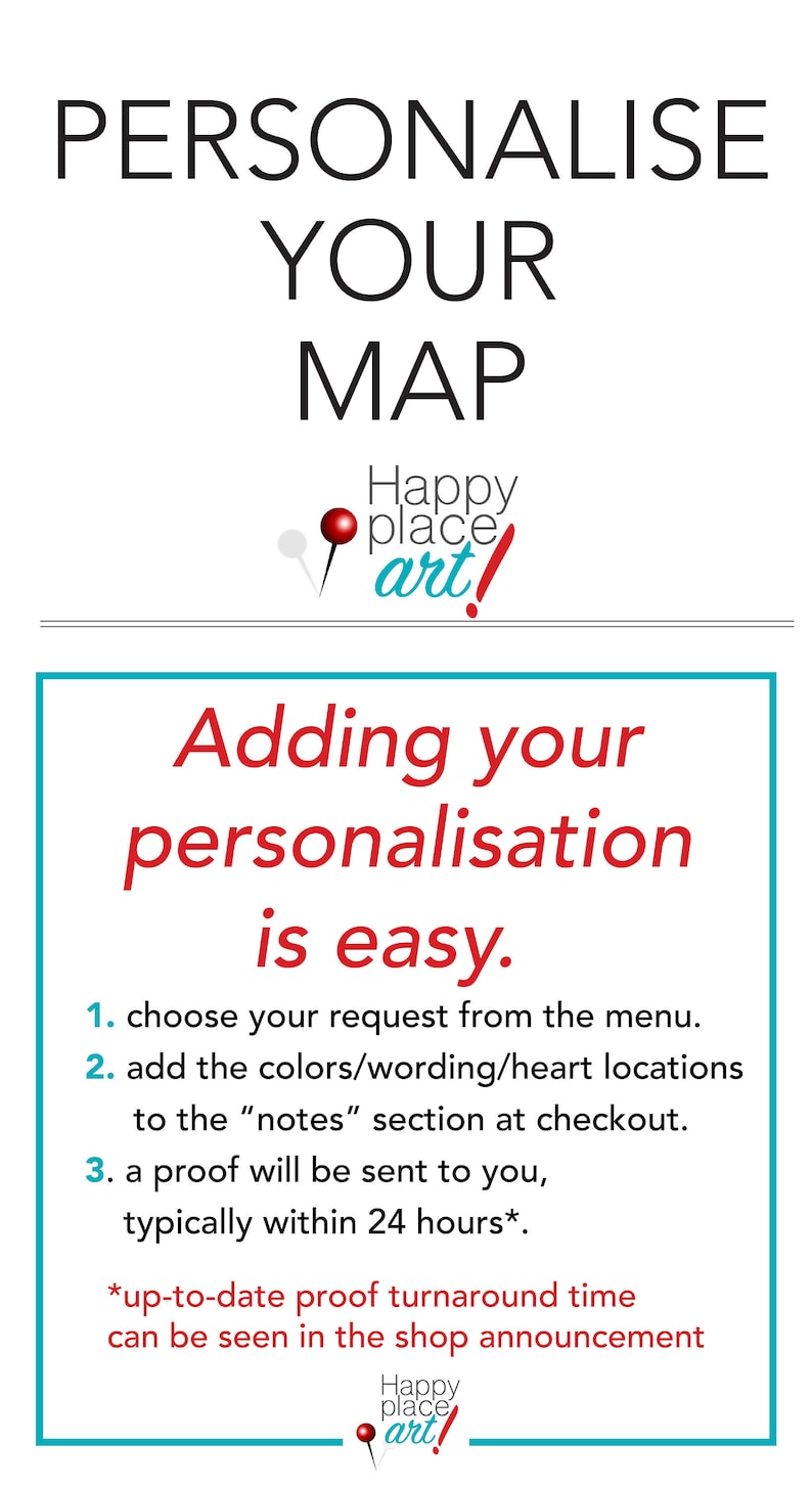 Personalized Map with quote or message Heart Map Long | Etsy