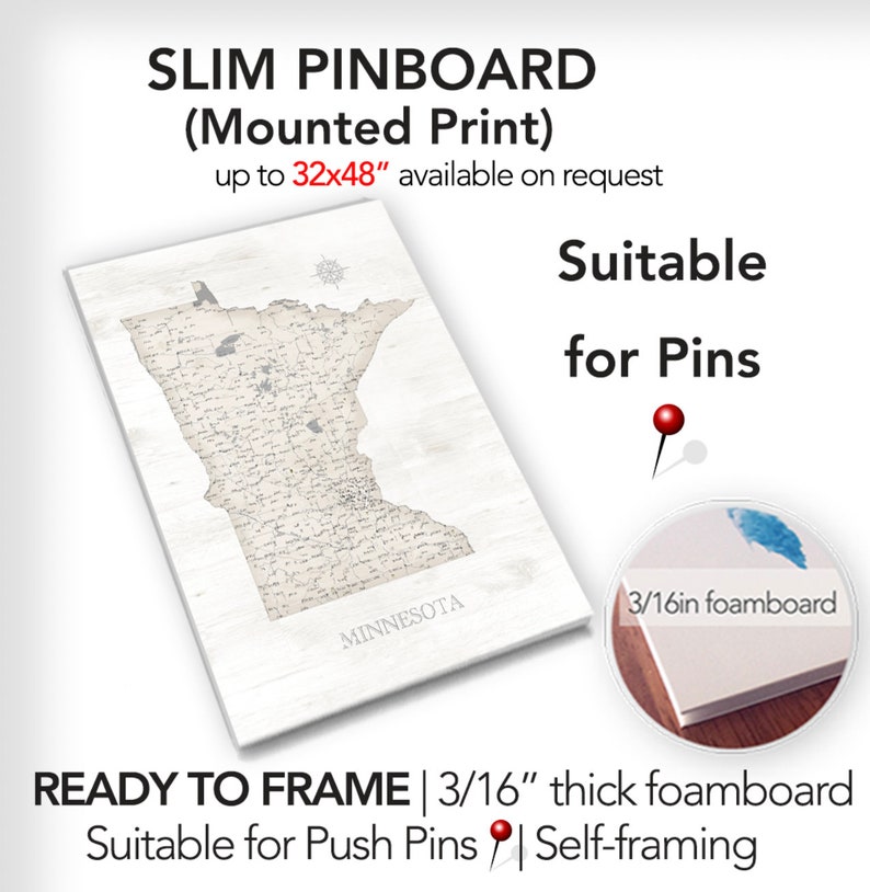 Minnesota Map, Large Detailed MN Wall Map, Personalized Road Trip Art ...