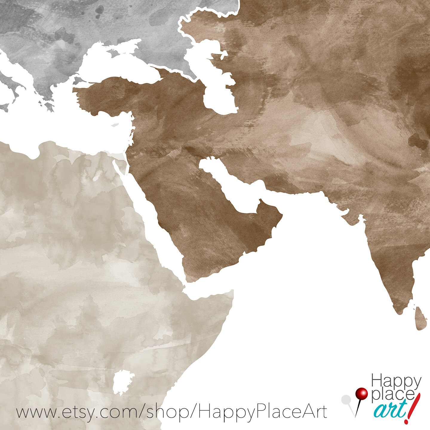 Neutral World Map Art Continents Without Borders Digital | Etsy