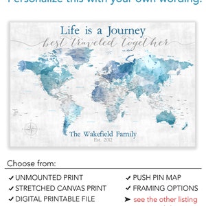Life is a Journey World Map for Mom, Mother's Day Gift Map for Family ...