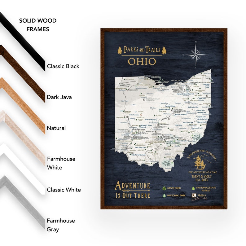 Push Pin Map of State of Ohio Map Personalized Map With Ohio - Etsy